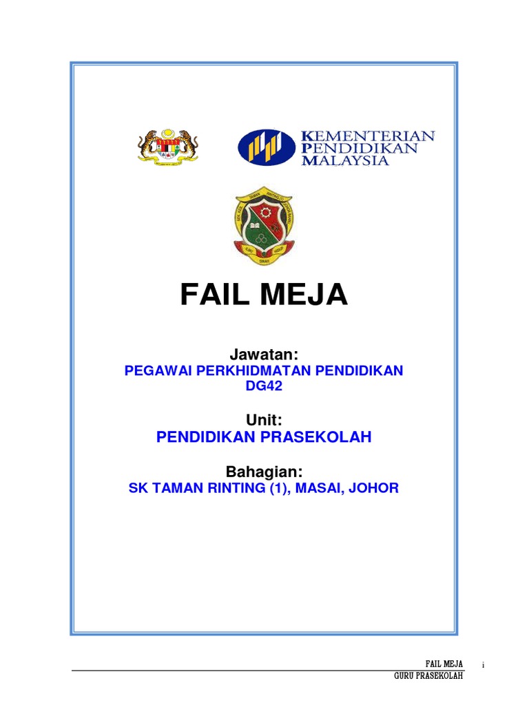Fail Meja Guru Prasekolah Sktr1 | PDF