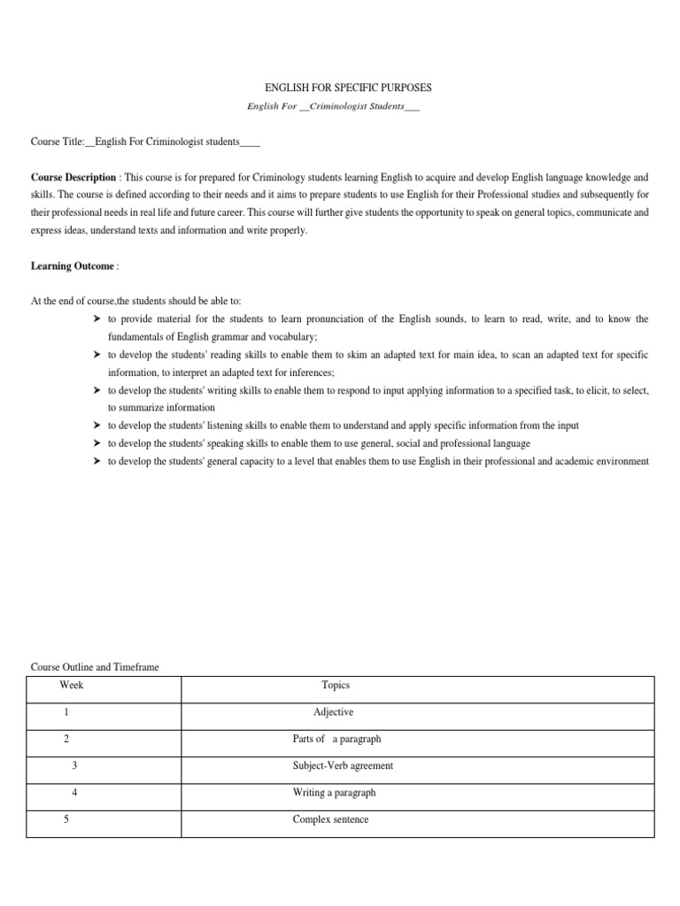 English Course for Criminology Students | PDF | Reading Comprehension ...