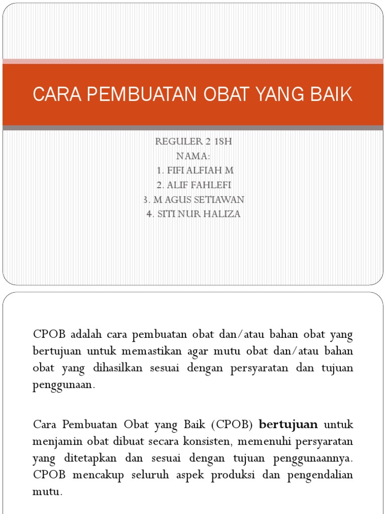 Aspek Utama CPOB 2024 dalam Farmasi | PDF | Bisnis | Sains & Matematika