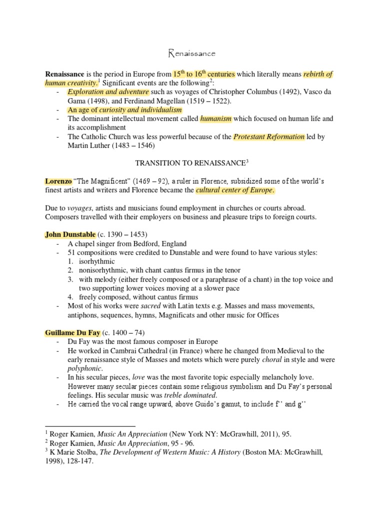 Renaissance Part 1 | PDF | Renaissance | Composers