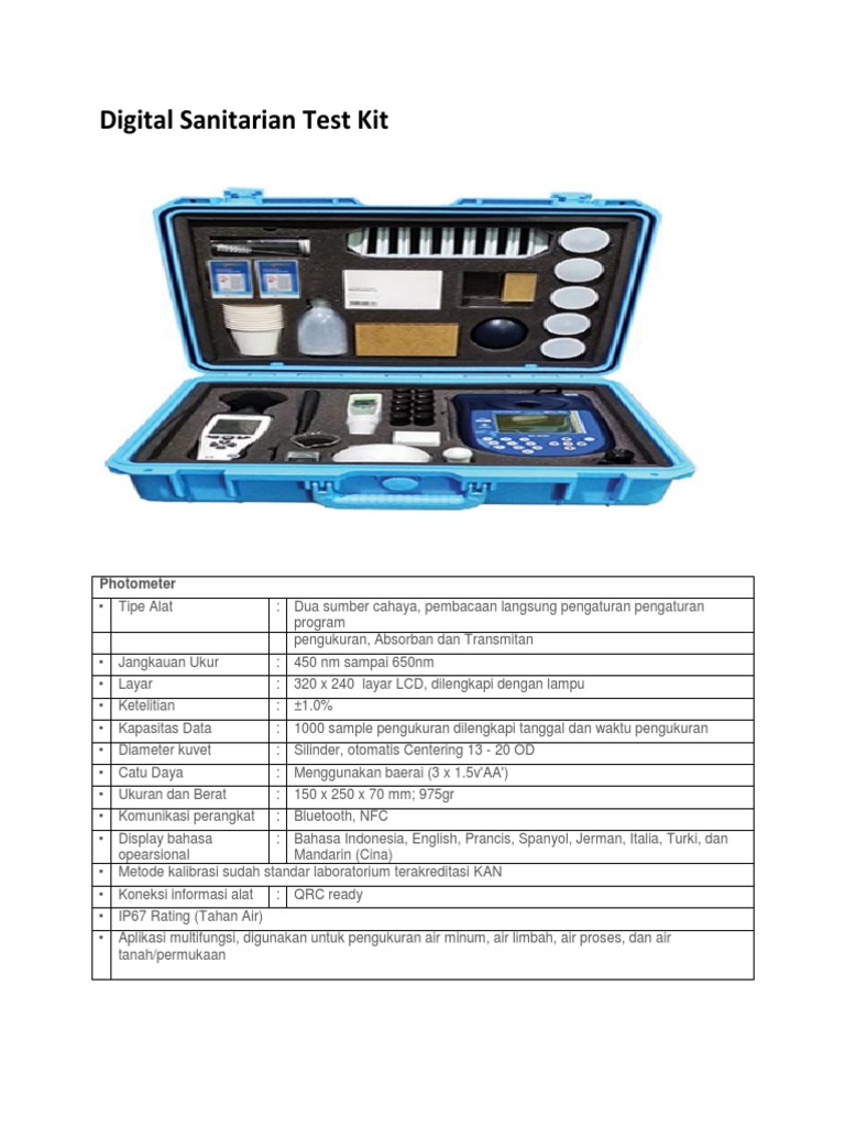 Digital Sanitarian Test Kit | PDF