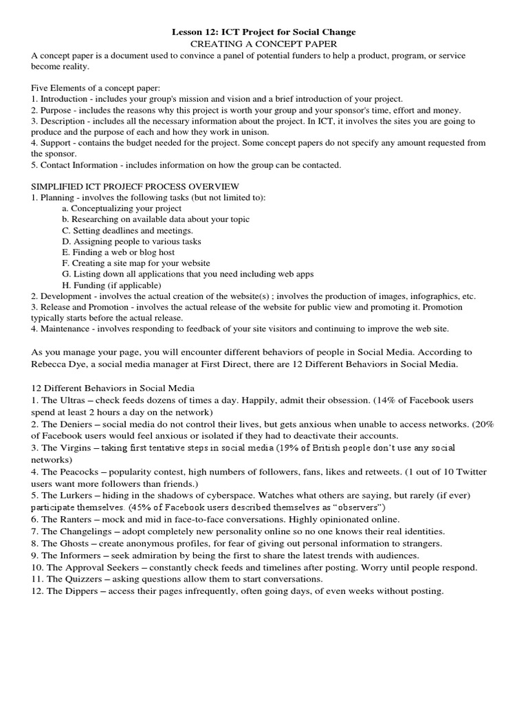 Lesson 12 ICT Project For Social Change | PDF | Social Media | Popular ...