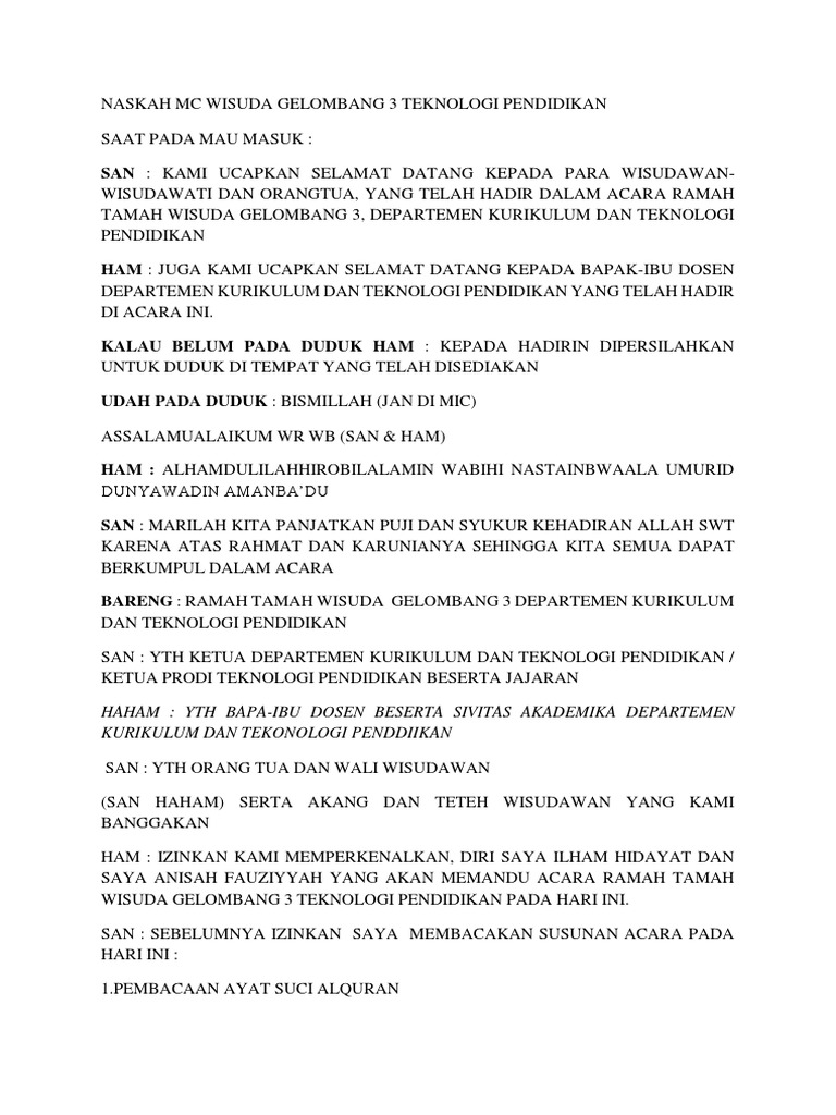 Qcard MC Ramah Tamah | PDF