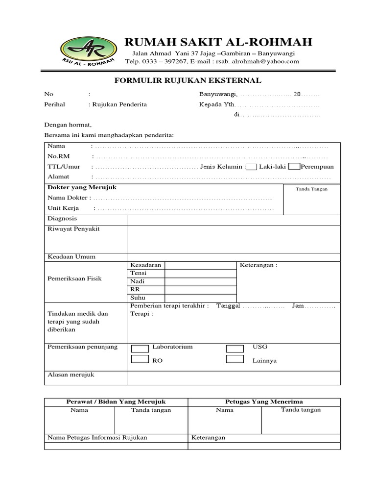Formulir Rujukan Eksternal | PDF