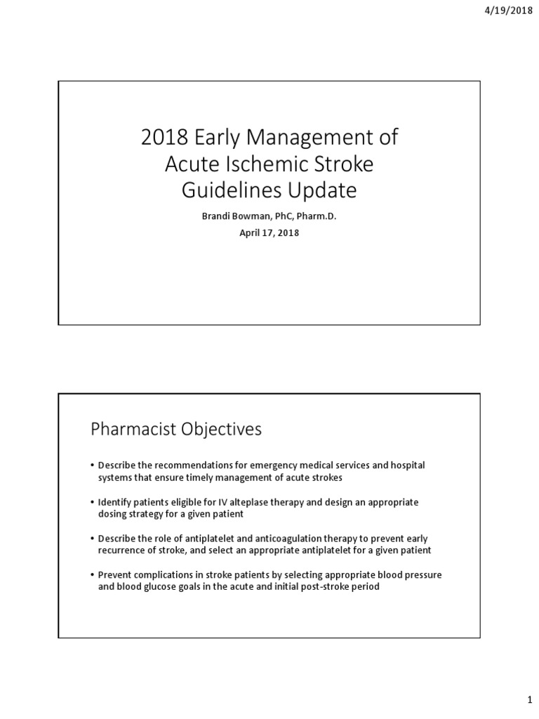 Stroke Guideline Handout | PDF | Stroke | Angiology