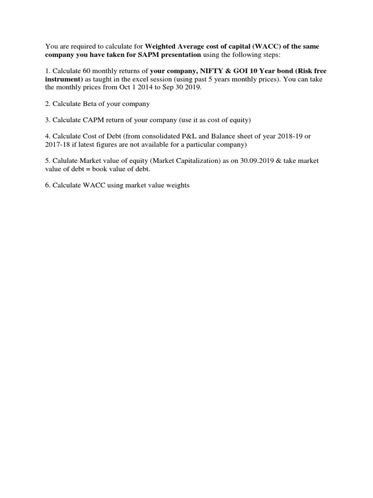 Wacc Assignment Pdf Finance Money Management