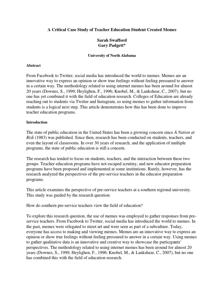 A Critical Case Study of Teacher Education Student Created Memes | PDF ...