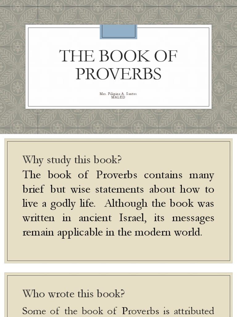 Overview of the Book of Proverbs | PDF | Book Of Proverbs | Books Of ...