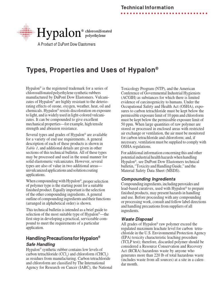 Types, Properties and Uses of Hypalon: Compounding Ingredients ...