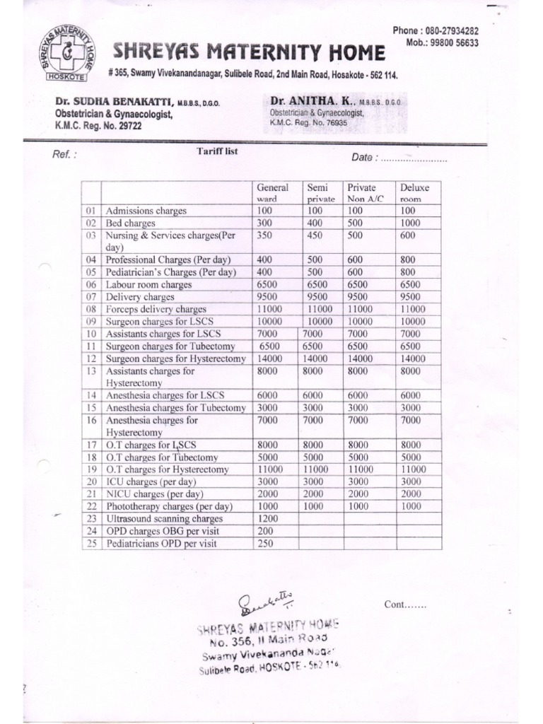 Hospital Tariff PDF | PDF