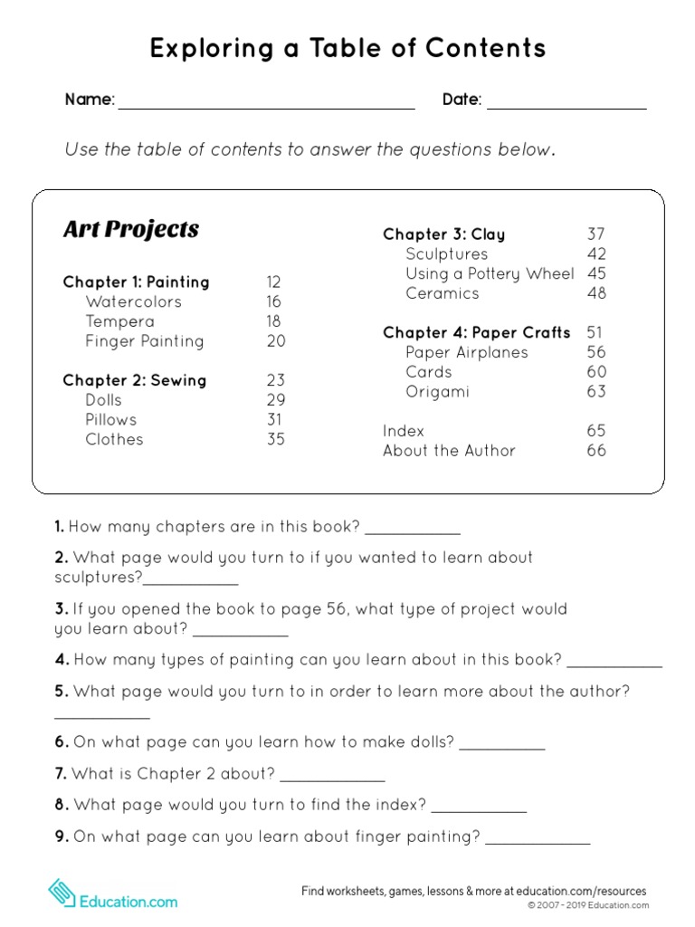 Exploring A Table of Contents | PDF