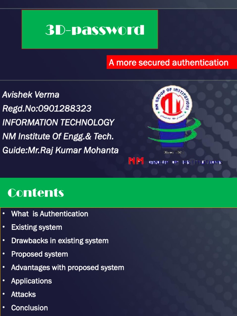 3d-Password: A More Secured Authentication | PDF | Authentication ...