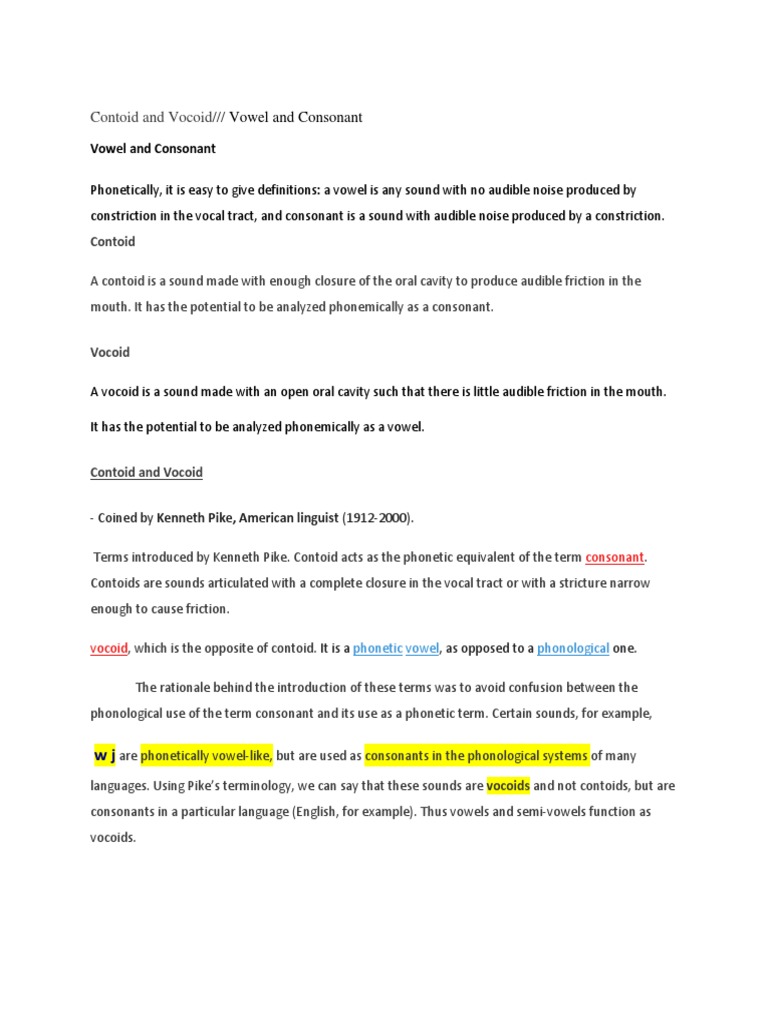 Contoid and Vocoid | PDF