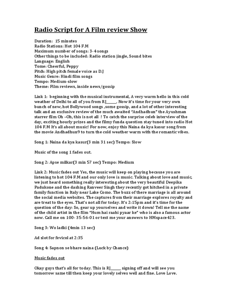 English Radio Script | PDF