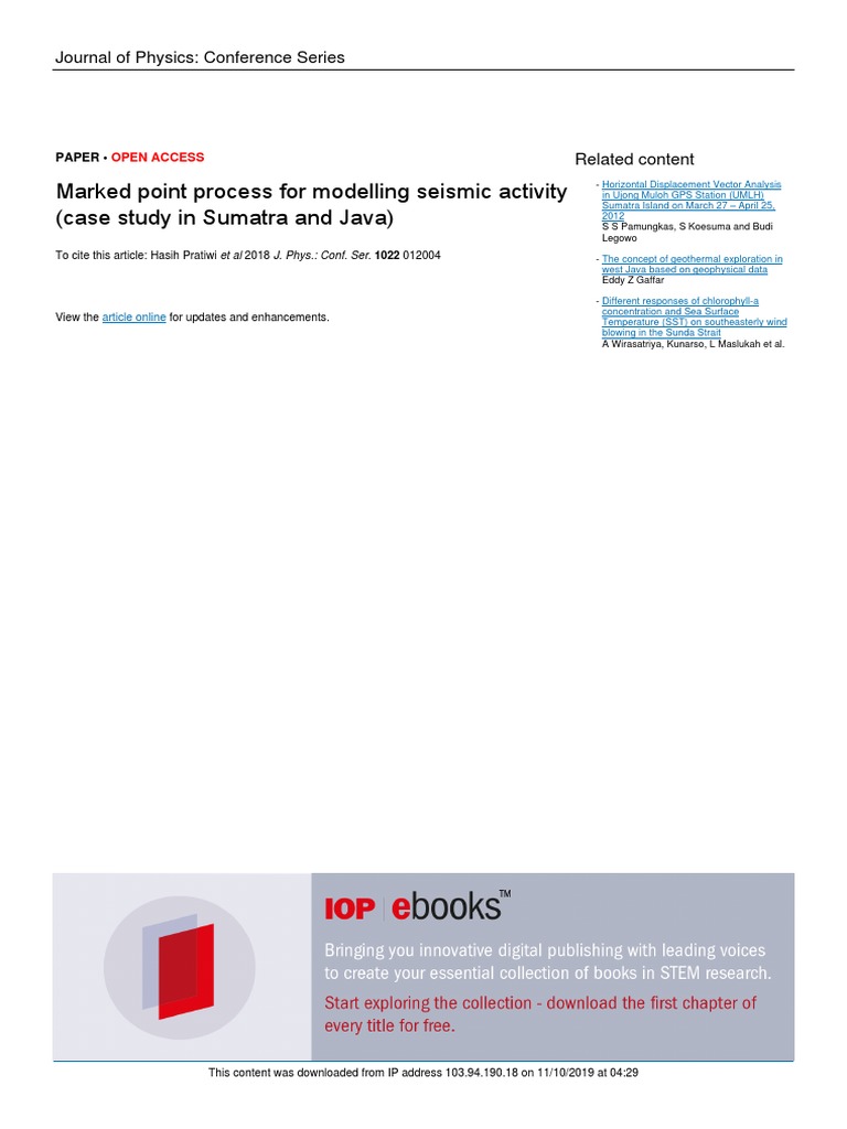 Marked Point Process Pdf Stochastic Process Earthquakes 
