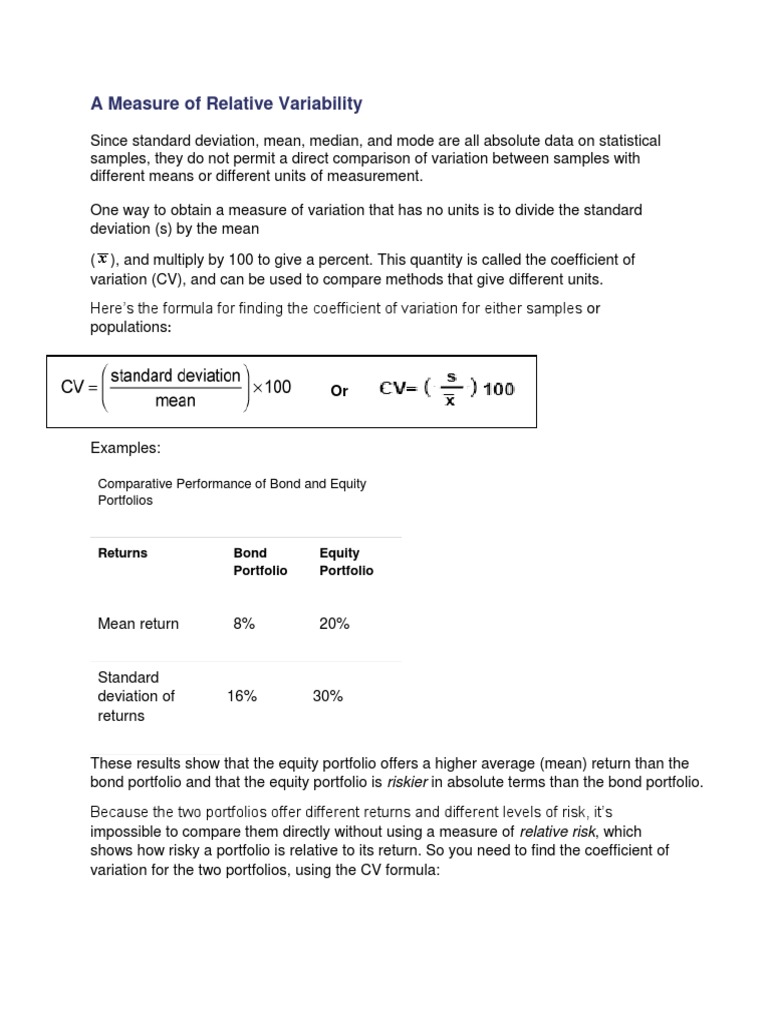 A Measure of Relative Variability: Comparative Performance of Bond and ...
