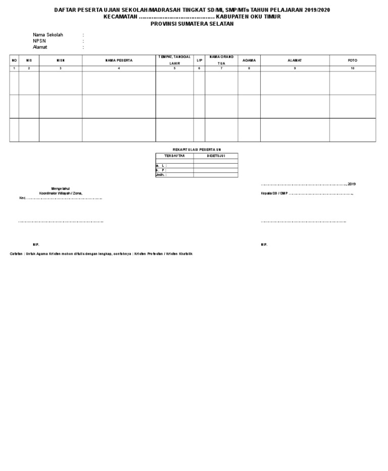 Format Blanko Dpu SD SMP 2020 | PDF