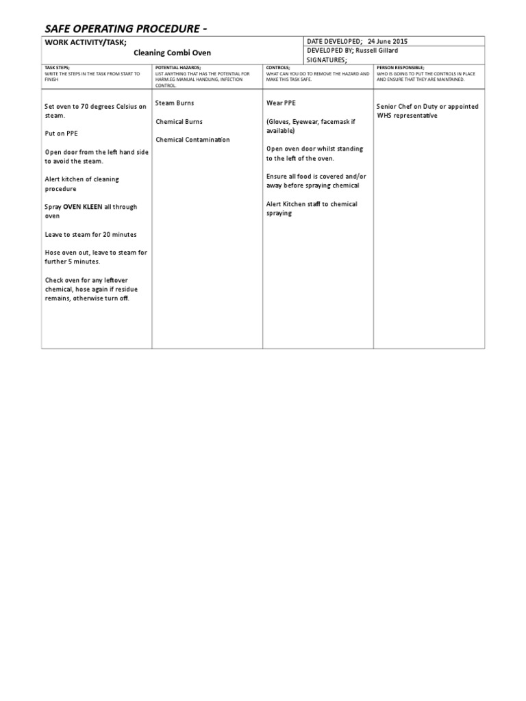 Estuary SOP Combi Oven | PDF