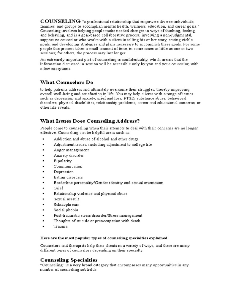 Counseling: Here Are The Most Popular Types of Counseling Specialties ...
