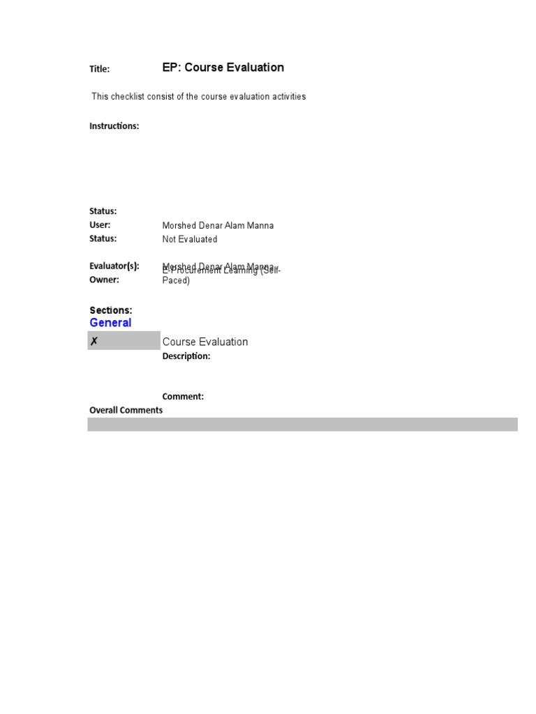 EP: Course Evaluation: Title | PDF
