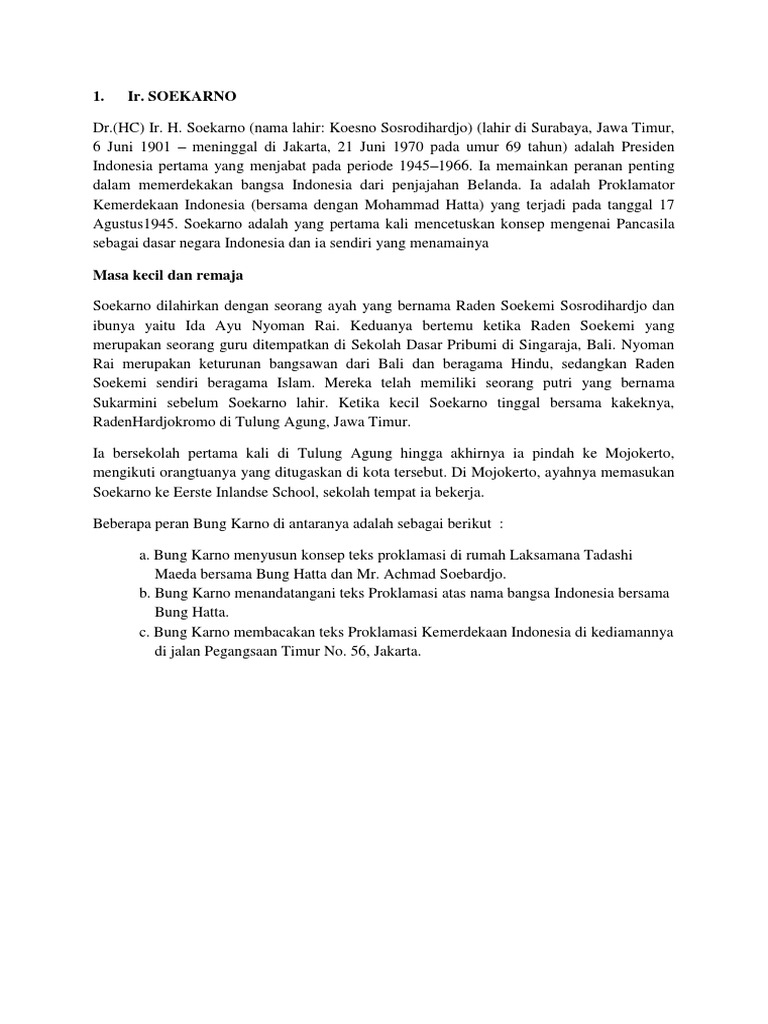 Biografi Tokoh Proklamasi | PDF