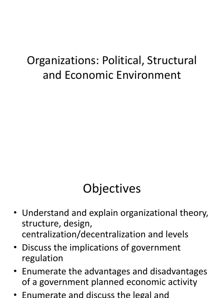 Organizations: Political, Structural and Economic Environment | PDF ...