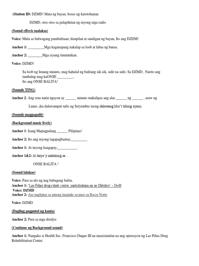 Filipino Radio Broadcasting Script | PDF