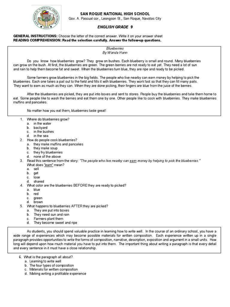 English Gr.9 2nd Periodic Test 2019 2020 | Download Free PDF | Poetry