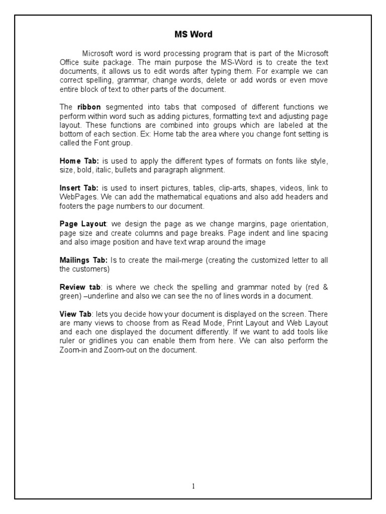 MS Word | PDF | Microsoft Word | Page Layout