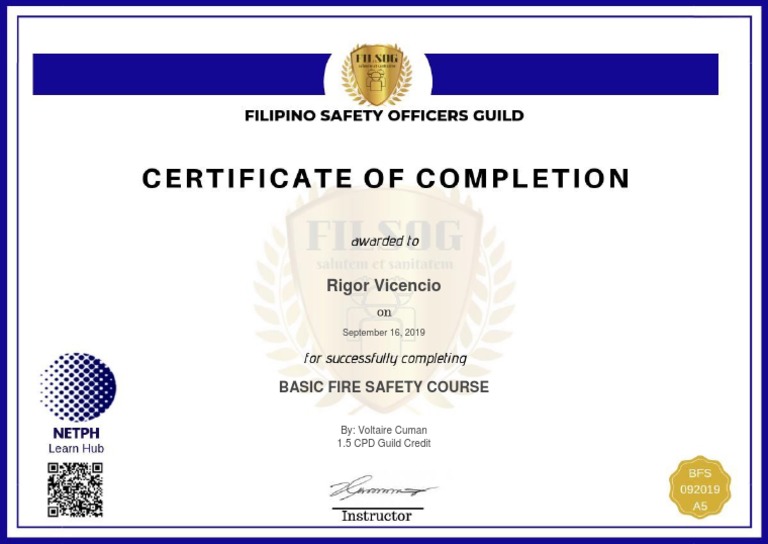 Basic Fire Safety Certificate | PDF