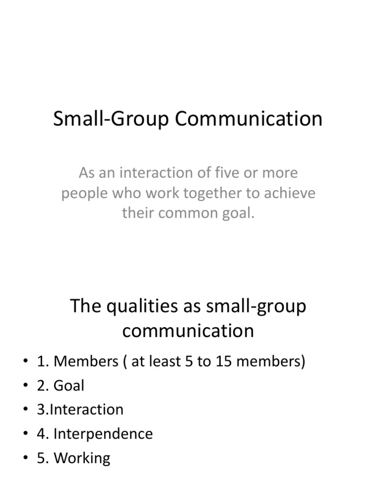Small Group Communication PDF Communication Leadership