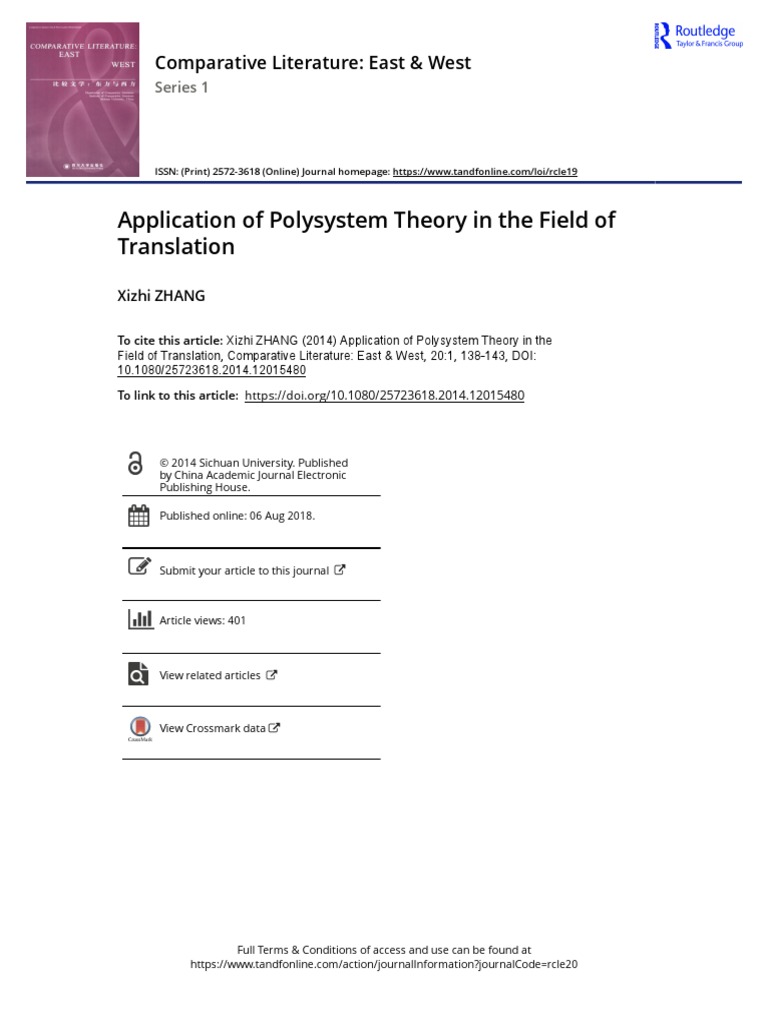 Application of Polysystem Theory in The Field of Translation | PDF | Translations | Poetry