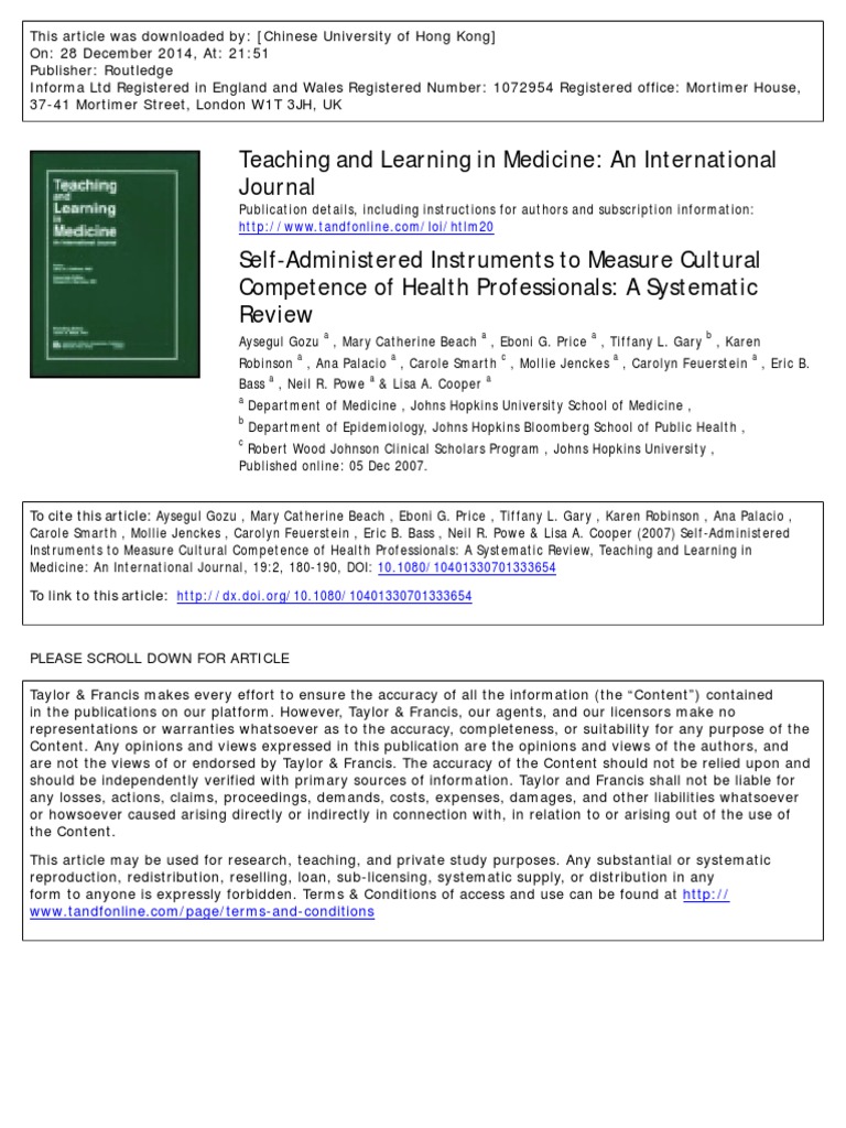 Teaching and Learning in Medicine: An International Journal | PDF ...