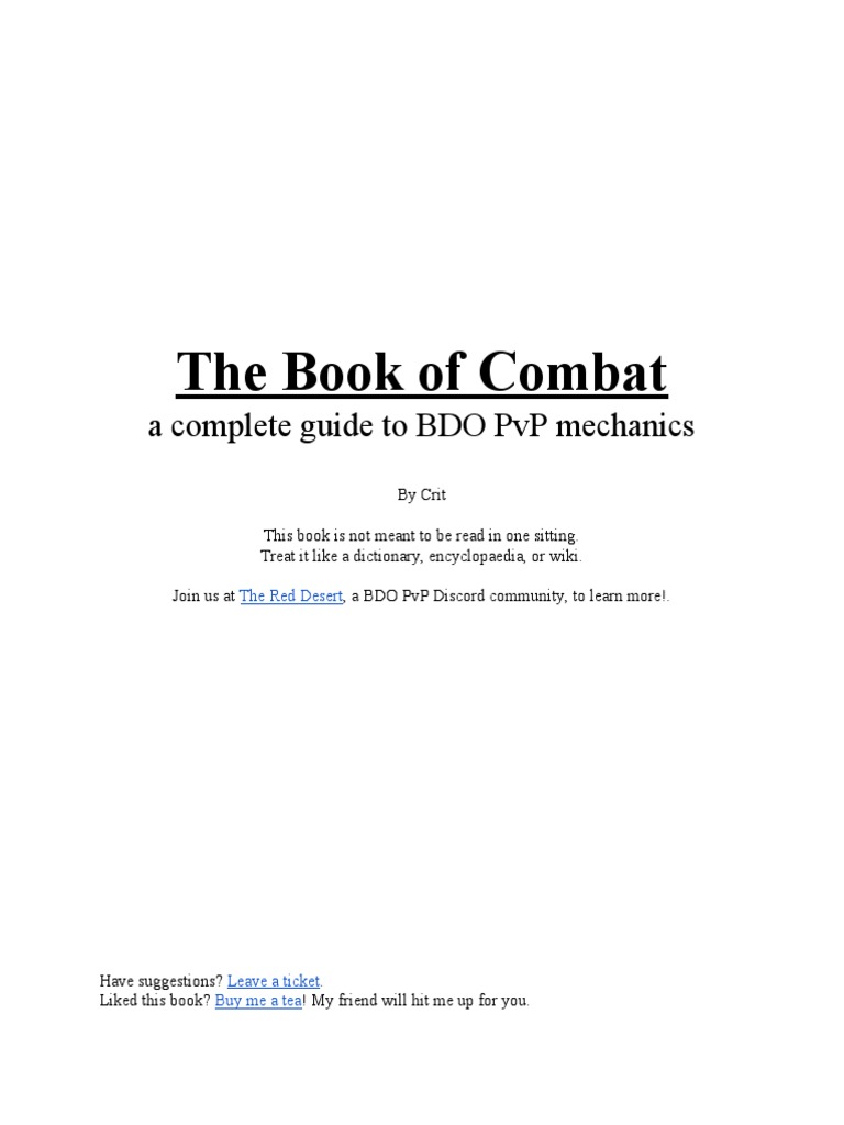 The Book of Combat - A Complete Guide To BDO PVP Mechanics | PDF | Leisure