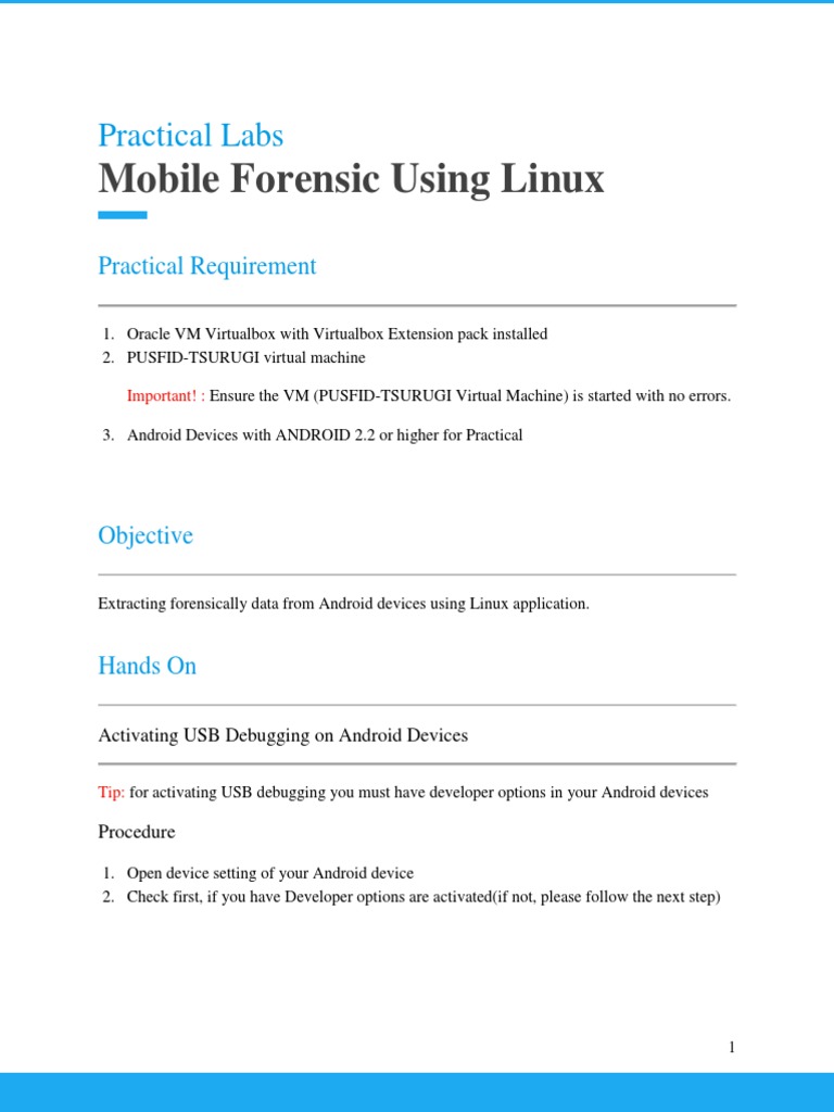 Mobile Forensics with Linux Guide | PDF | Android (Operating System) | Linux