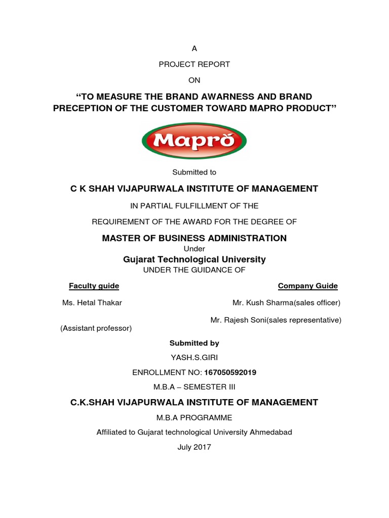 To Measure The Brand Awarness and Brand Preception of The Customer ...