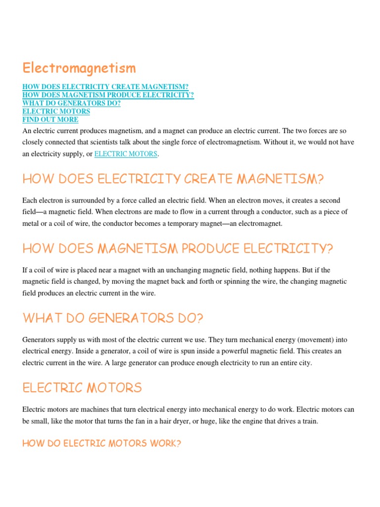 Electromagnetism: How Does Electricity Create Magnetism? | PDF ...