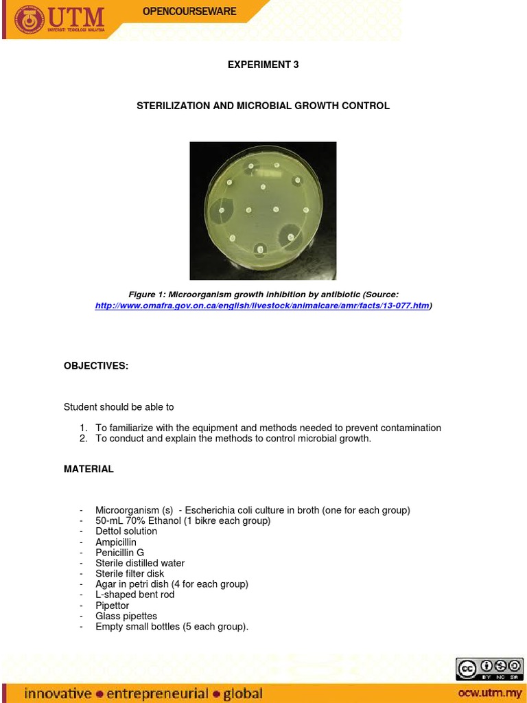 Experiment 3: Figure 1: Microorganism Growth Inhibition by Antibiotic ...