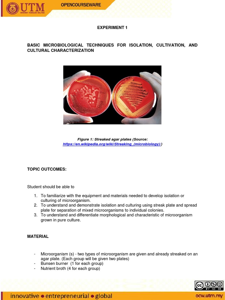 Experiment 1: Figure 1: Streaked Agar Plates (Source:) | PDF | Growth ...