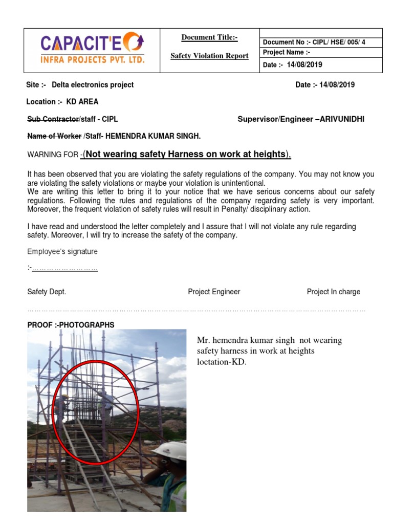 4-Safety Violation Report Hemendra Kumar Singh | PDF