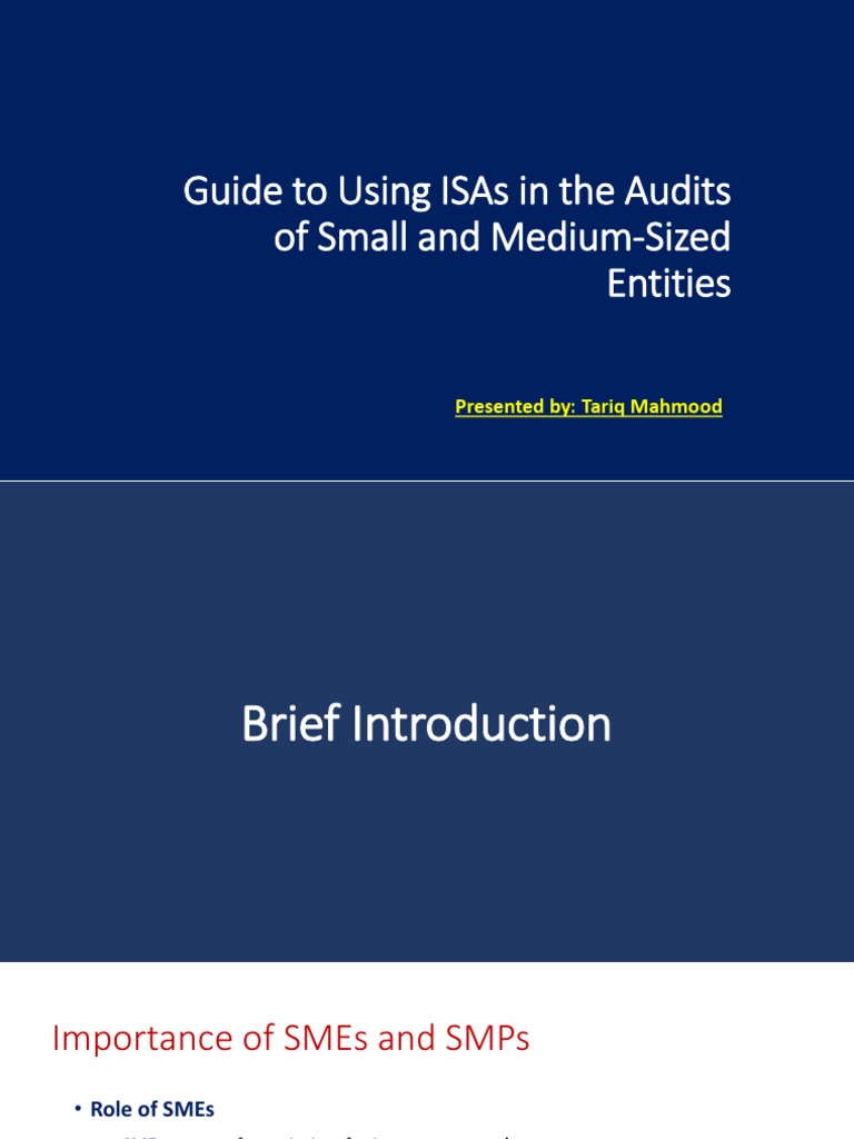 Guide To Using Isas In The Audits Of Small And Medium-Sized Entities ...