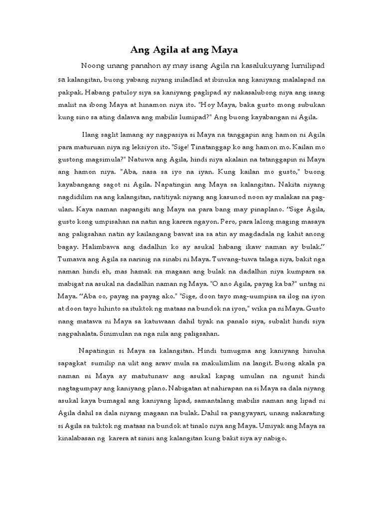 Ang Agila at ang Maya: Noong unang panahon ay may isang Agila na ...