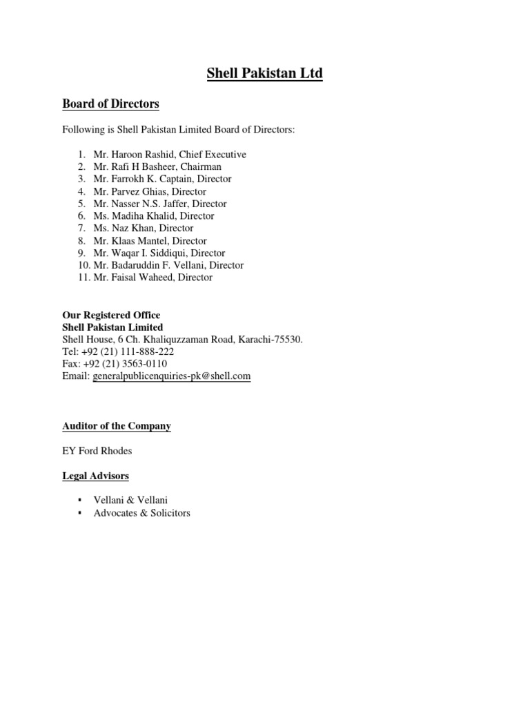 Shell Pakistan LTD | PDF