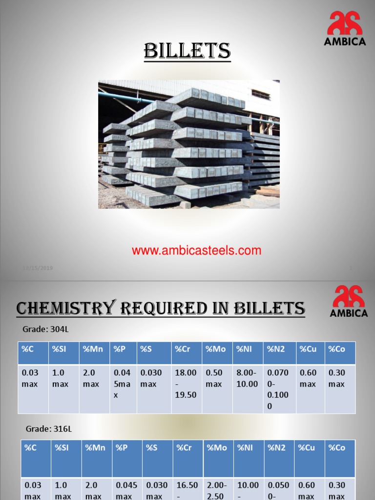 Billet Chemistry Specifications | PDF | Metals | Physical Sciences