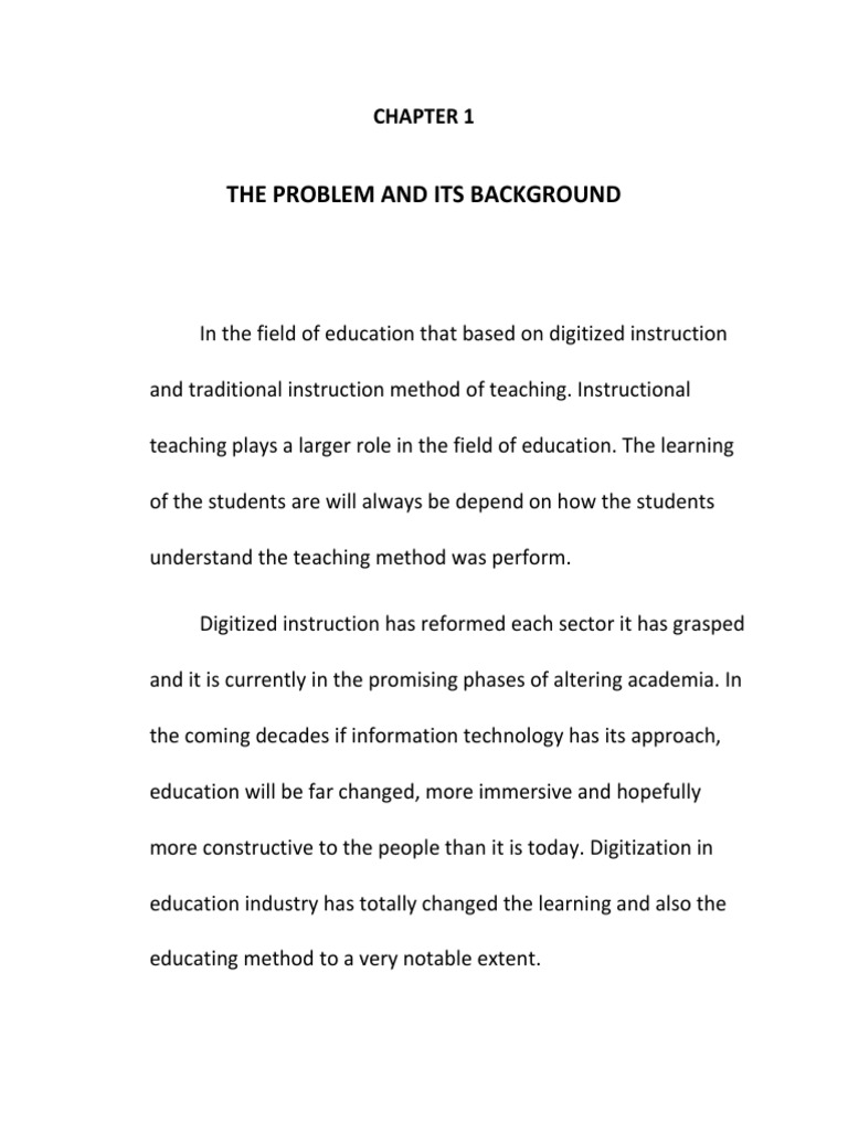 The Problem and Its Background | PDF | Teachers | Learning