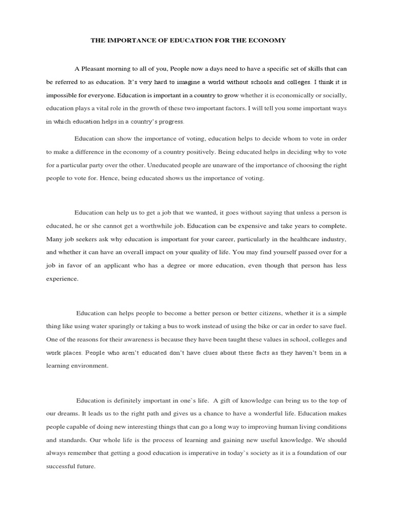 The Importance of Education For The Economy | PDF | Learning | Knowledge