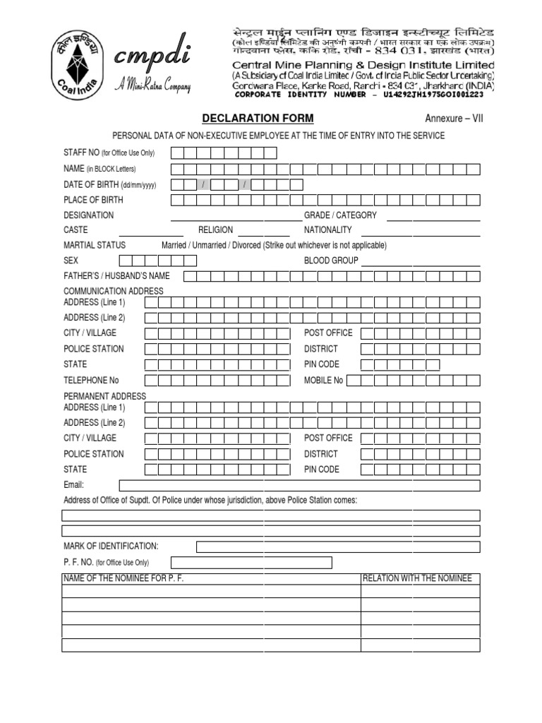 Annexure-VII Declaration Form | PDF | Justice | Crime & Violence