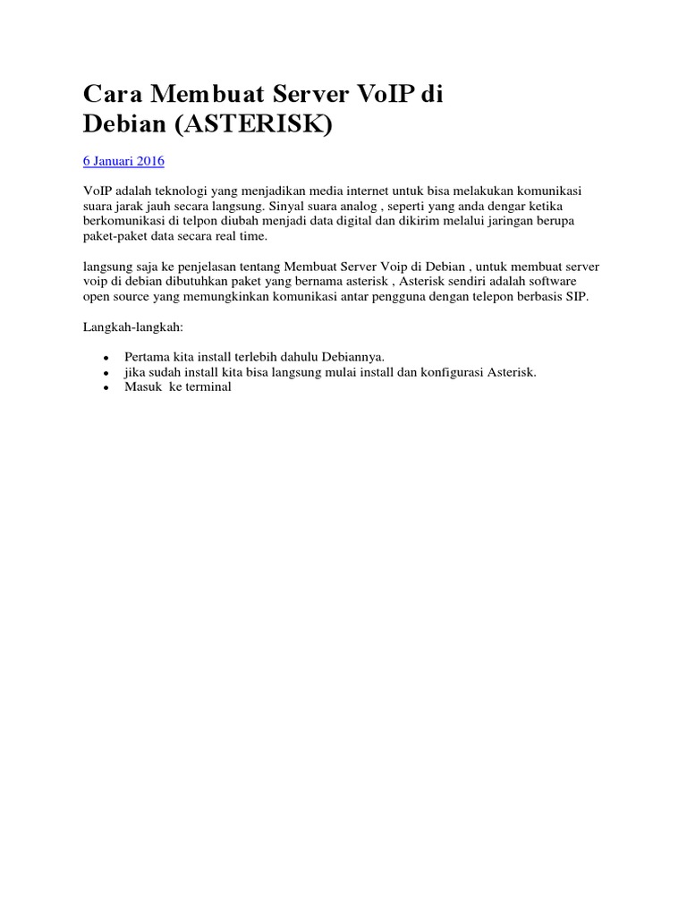 Cara Membuat Server VoIP Di Debian | PDF | Komputer