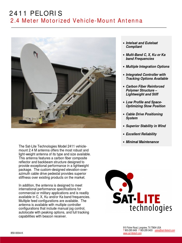 2411 PELORIS: 2.4 Meter Motorized Vehicle-Mount Antenna | PDF | Antenna ...