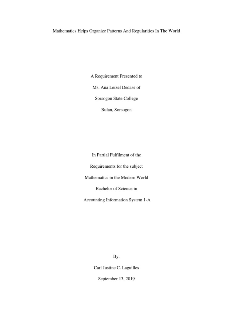 Mathematics Helps Organize Patterns and Regularities in The World | PDF ...